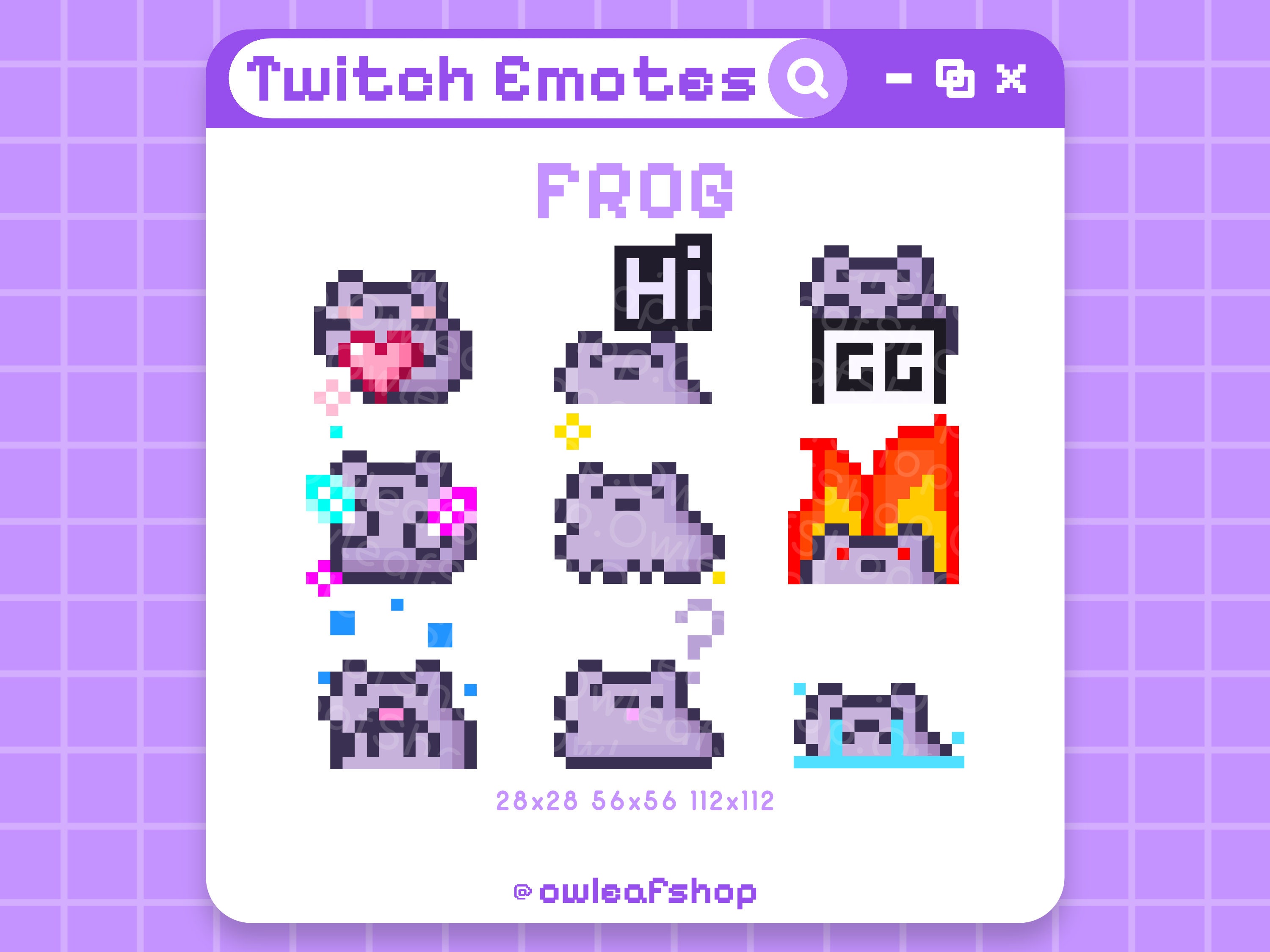 Animated Twitch Emotes X9, Violet Frog Cute Kawaii Emoji Youtube ...