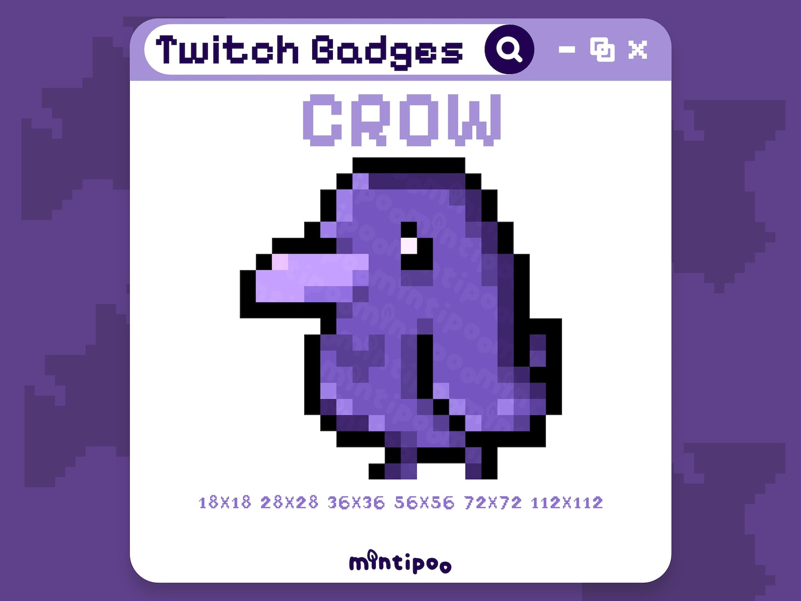 Crow Channel Point Icon in Pixel Art for Twitch - Etsy