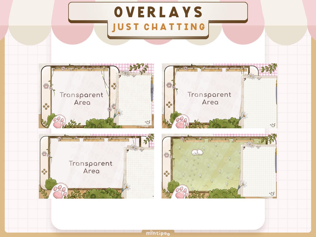 4 Pre-made Overlays for Just Chatting Scene Cottagecore - Etsy