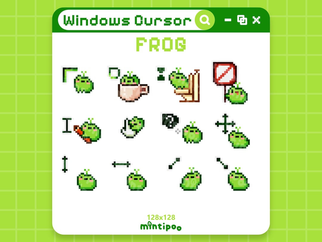 12 Animated Mouse Cursor, Pack, WINDOWS, Cute Little FROG | Kawaii ...