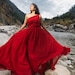 Red Long Train Photoshoot Dress | Flying Dress for Photoshoot | Flowy ...