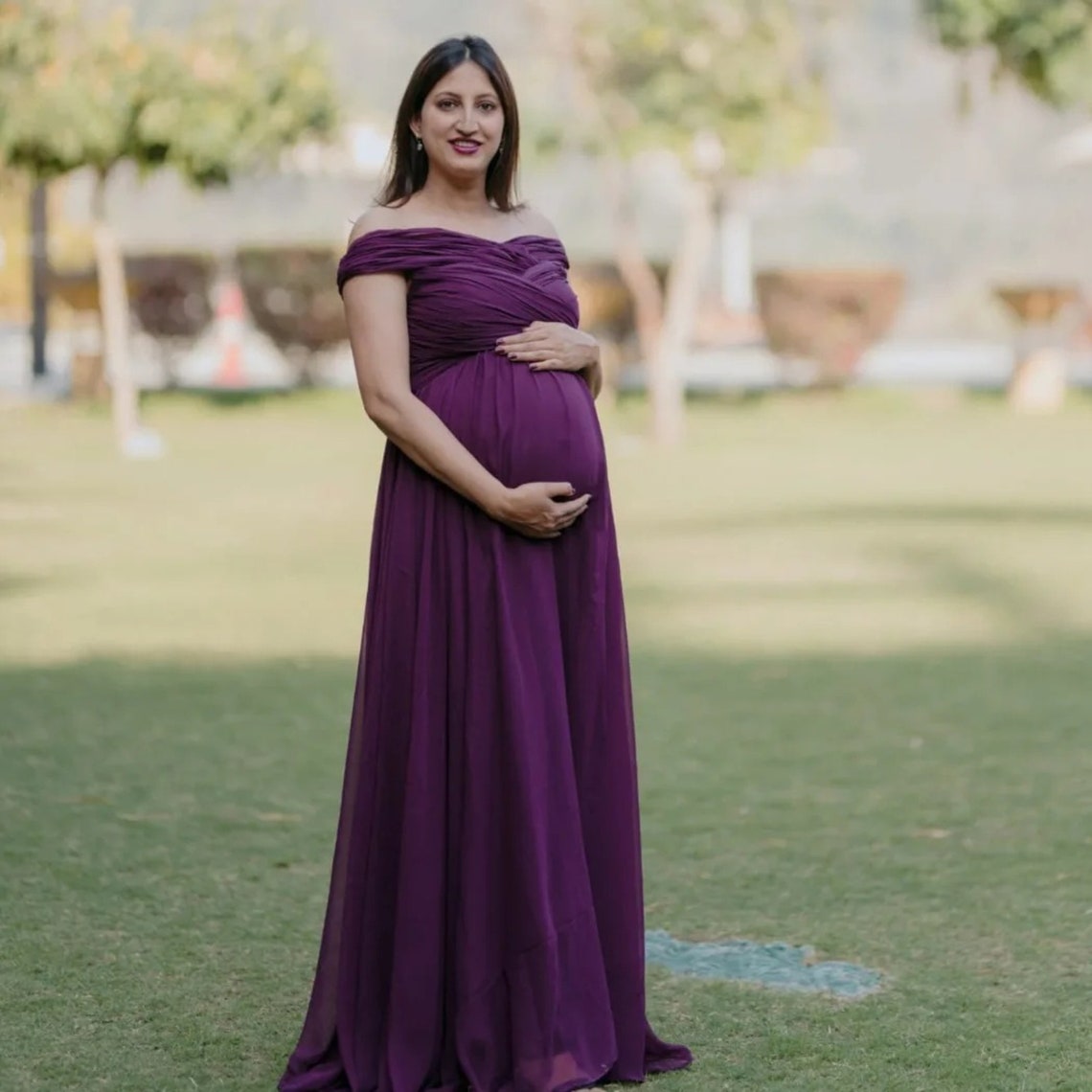 Maternity Photoshoot Dress Photoshoot Ruched Gown Flowy Long Dress ...
