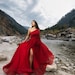 Red Long Train Photoshoot Dress Flying Dress for Photoshoot Flowy Dress ...