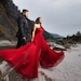 Red Long Train Photoshoot Dress Flying Dress for Photoshoot Flowy Dress ...