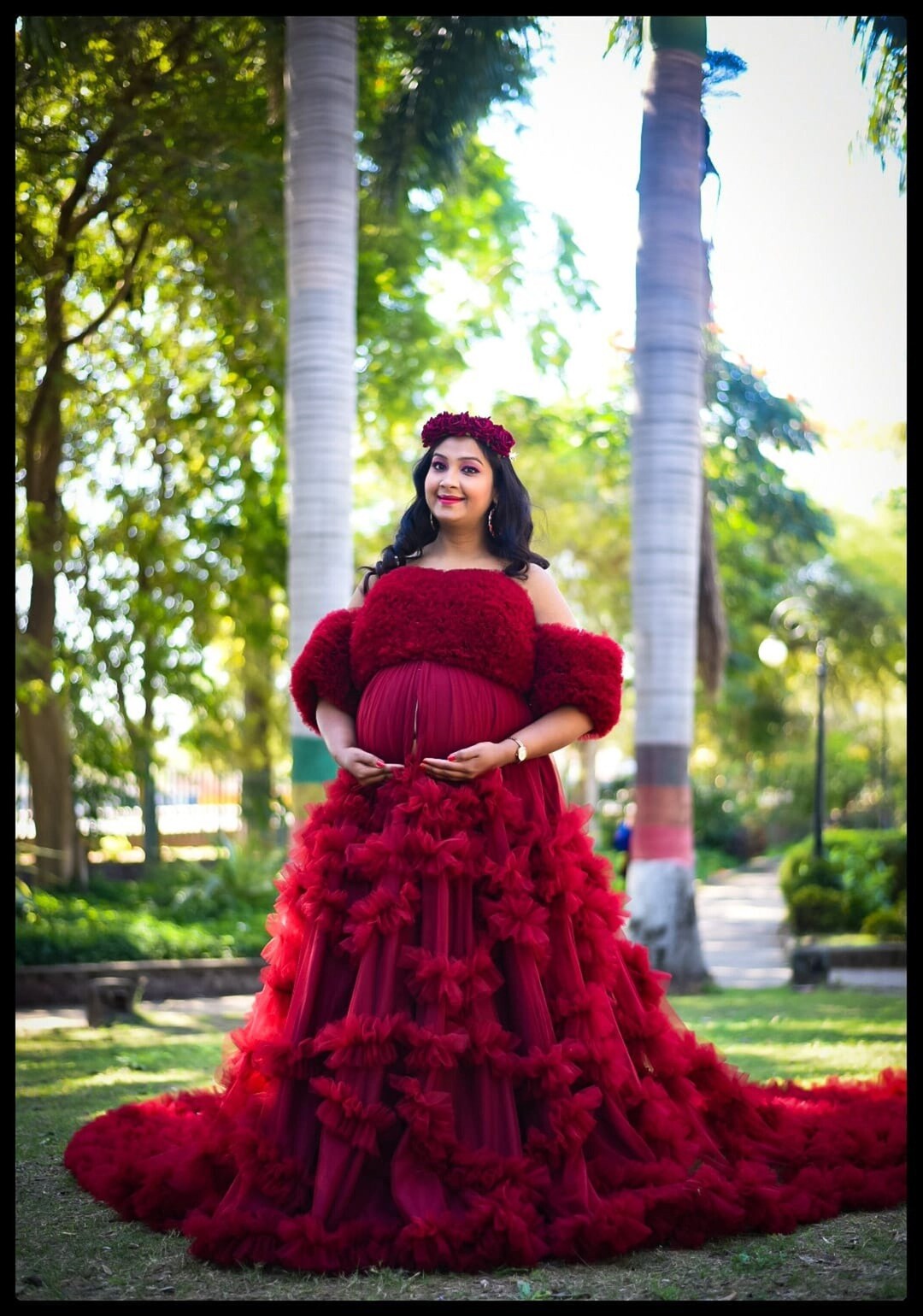 Tulle Ruffle Photoshoot Dress | Tulle Wedding Dress | Long Train Ruffle ...