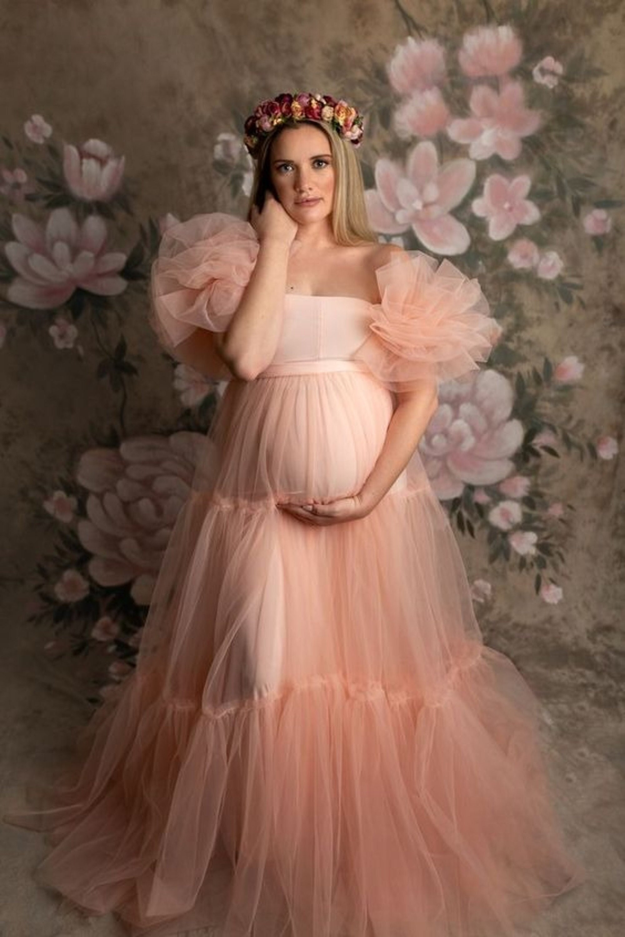 TULLE MATERNITY ROBE for Maternity Photo Shoot, Mother to Be Gown for ...