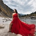 Red Long Train Photoshoot Dress Flying Dress for Photoshoot Flowy Dress ...