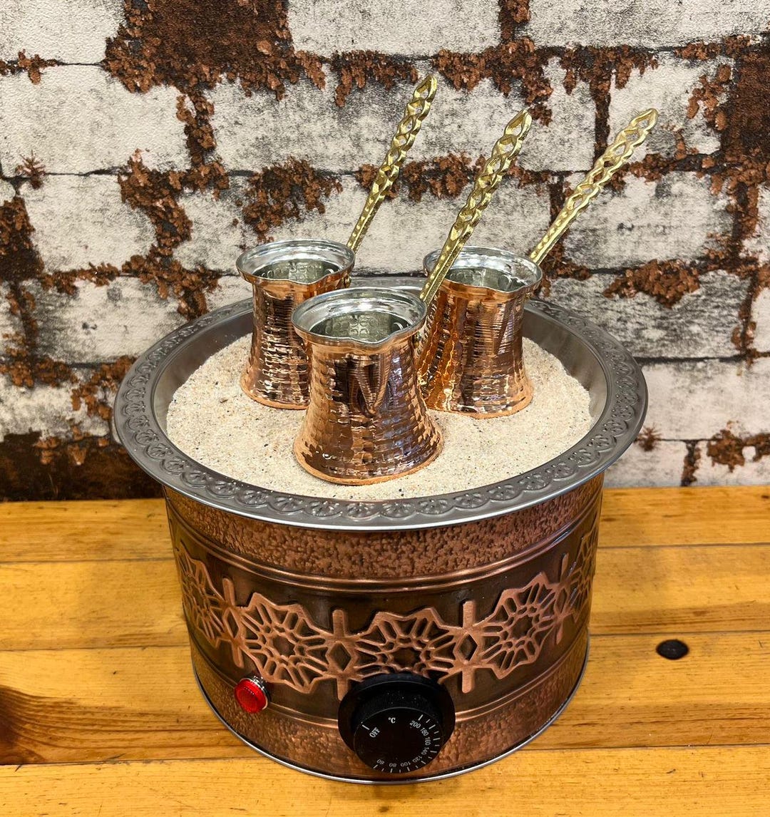 Large Traditional Turkish Copper Hot Sand Coffee Maker Machine Round ...