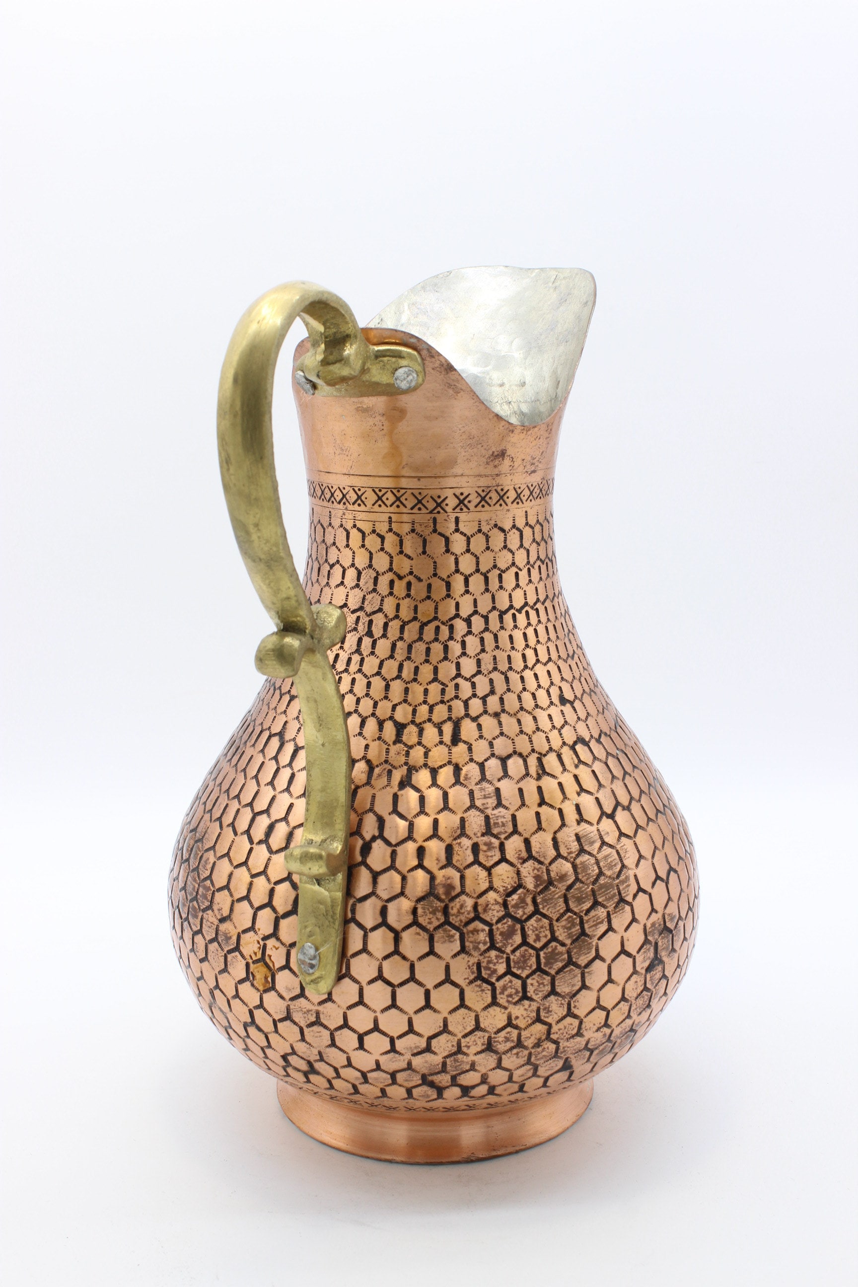 Handmade Copper Carafe, Copper Pitcher, Pure Hammered Copper Pitcher ...