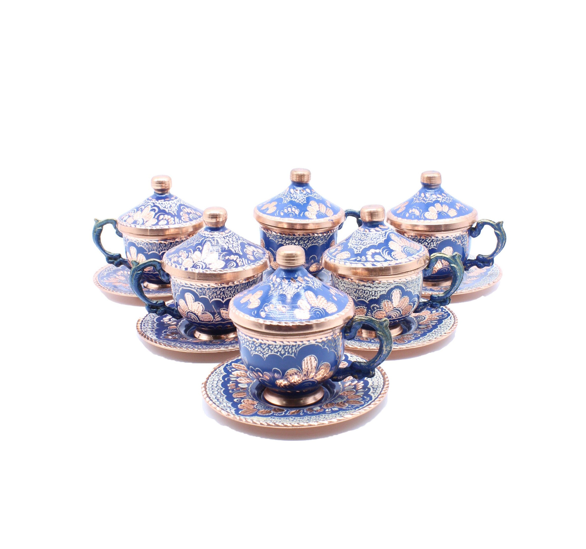 Copper Coffee Cup, Turkish Greek Coffee Set, Copper Coffee Cups ...