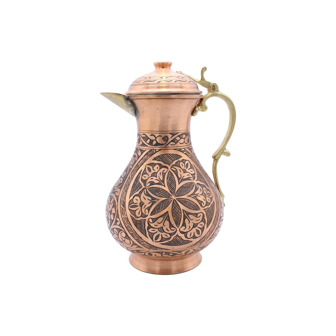 Copper Pitcher, Handmade Copper Carafe, Pure Hammered Copper Pitcher ...