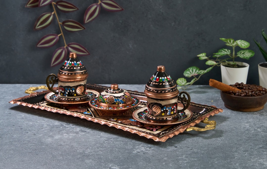 Turkish Coffee Set, Copper Coffee Cups, Copper Coffee Set, Greek Coffee ...