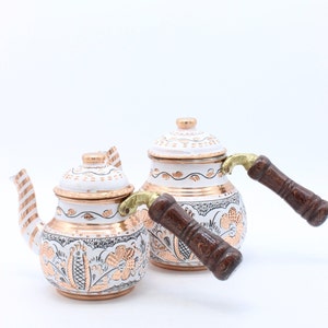 Small Handmade Copper Teapot, Teapot Warmer Samovar, Tea Maker, Turkish ...