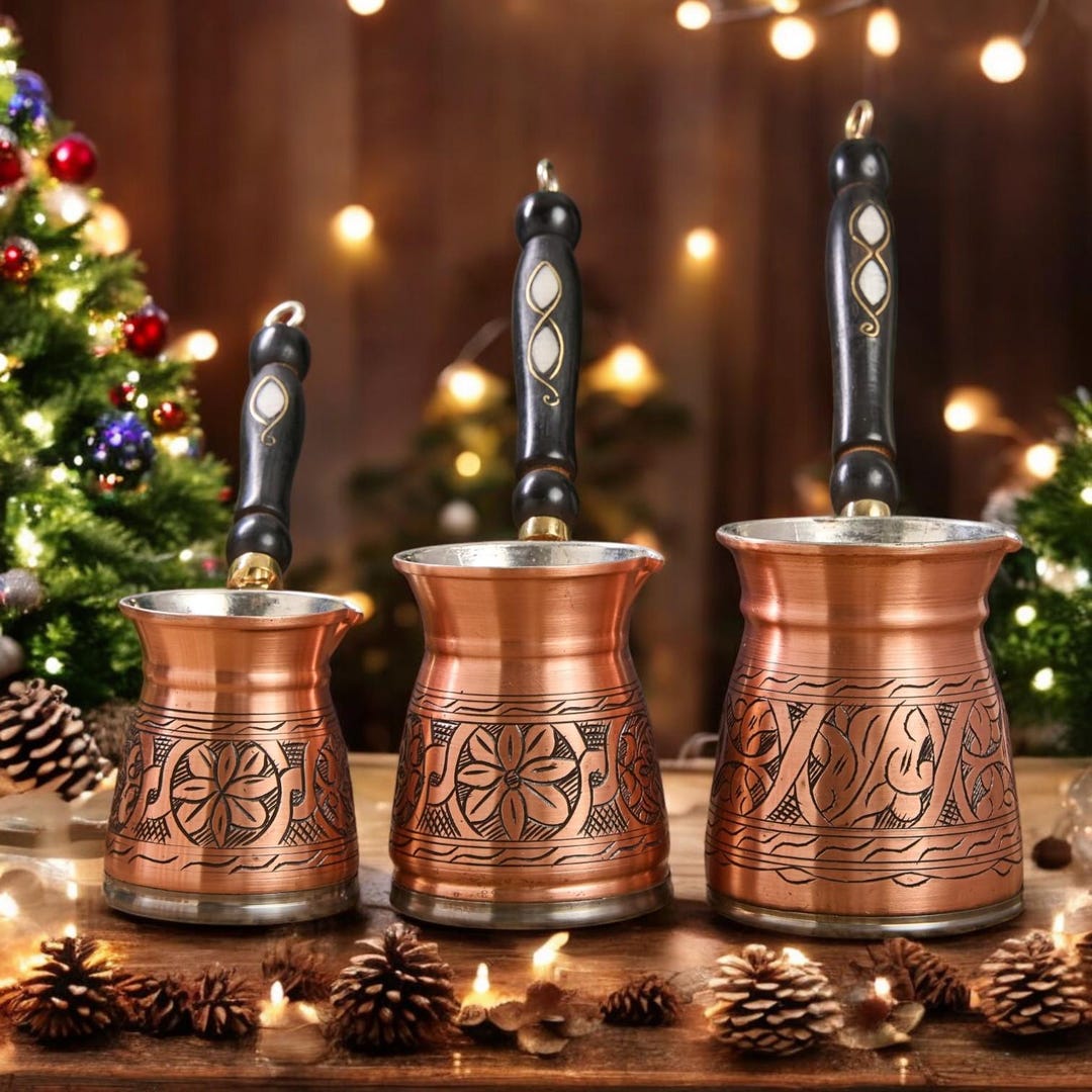 Handmade Copper Coffee Pot Compatible With Induction Stove, Cezve Briki ...