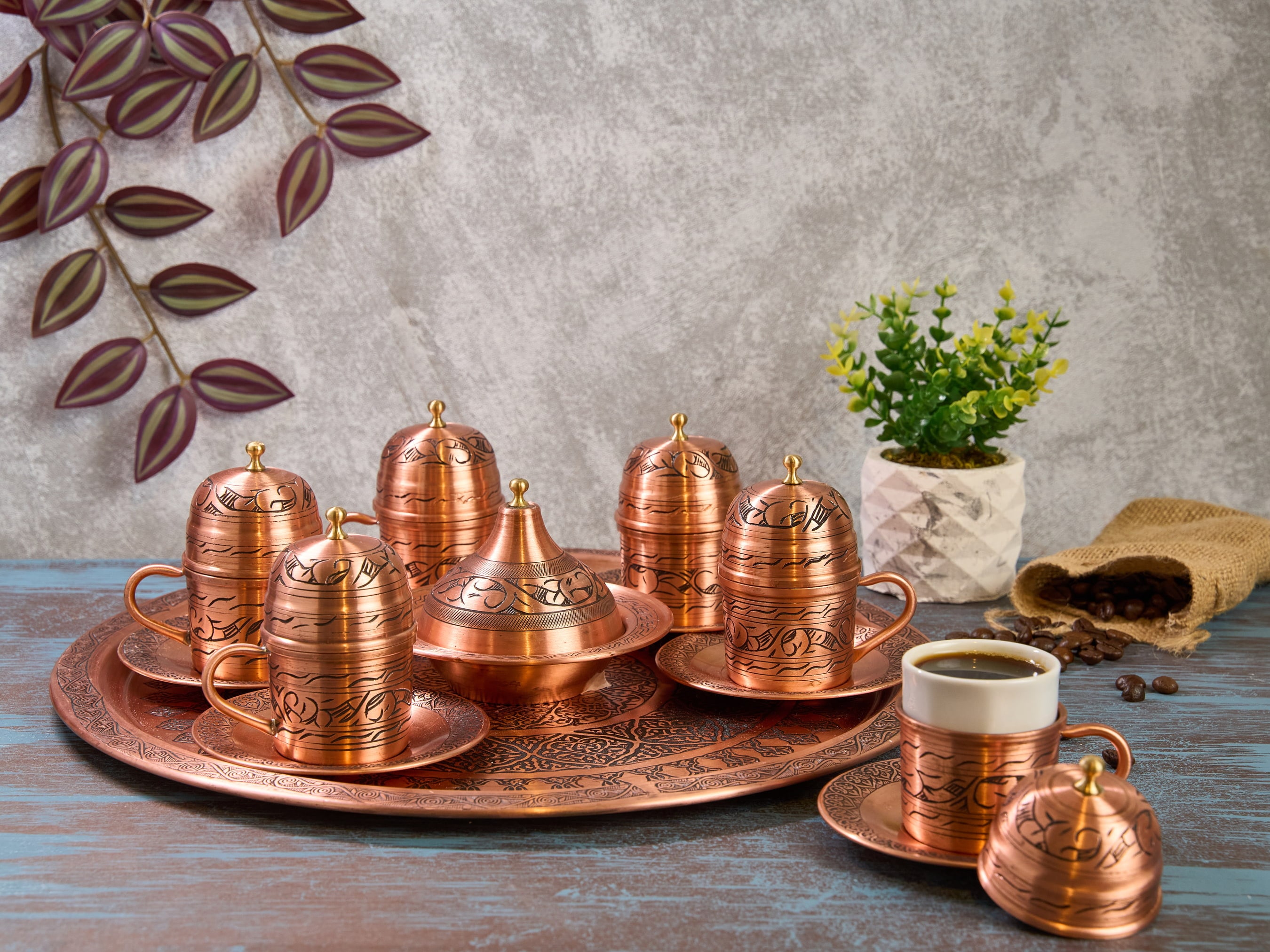 Turkish Coffee Set, Copper Coffee Cups, Copper Coffee Set, Copper ...