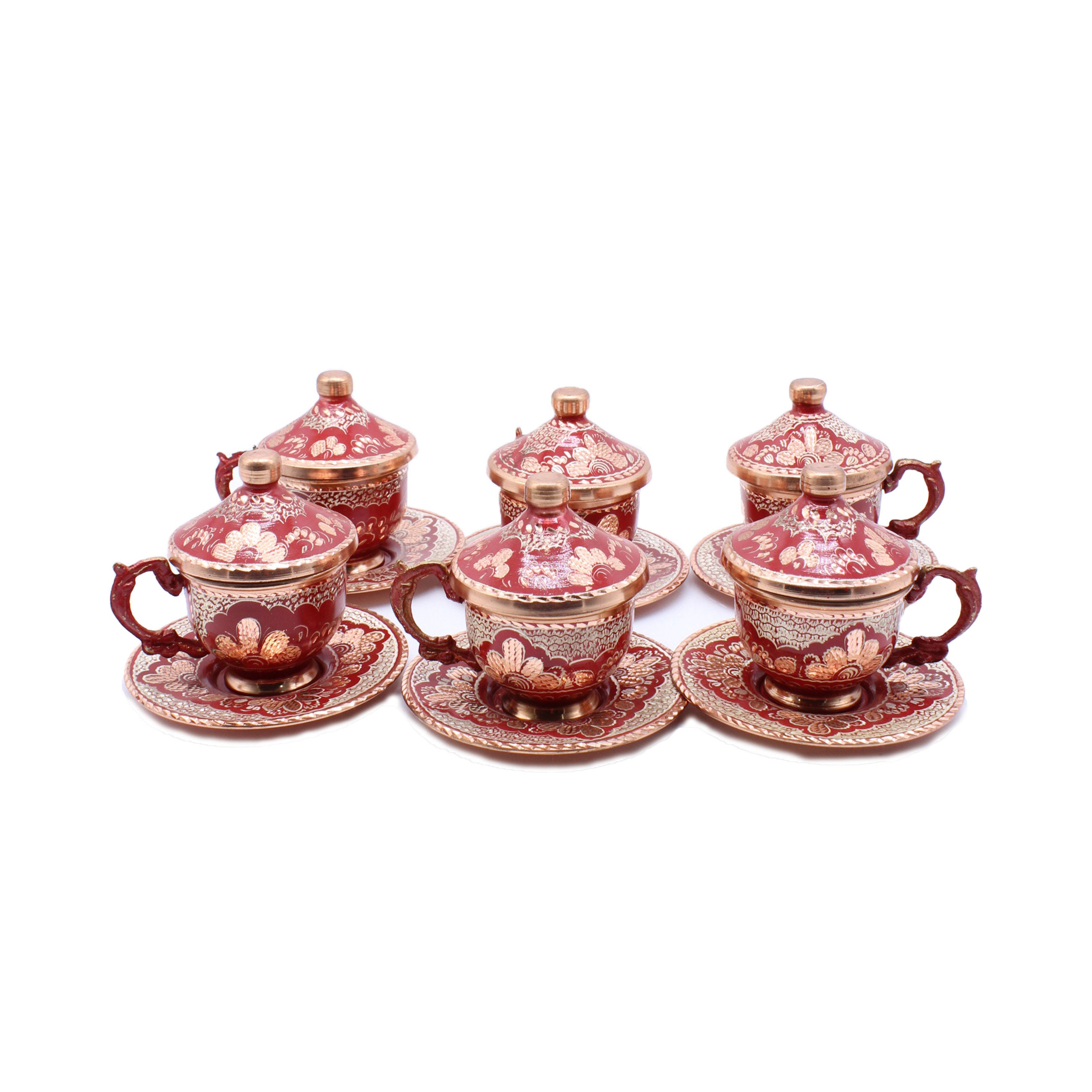 Copper Coffee Cup, Turkish Greek Coffee Set, Copper Coffee Cups ...