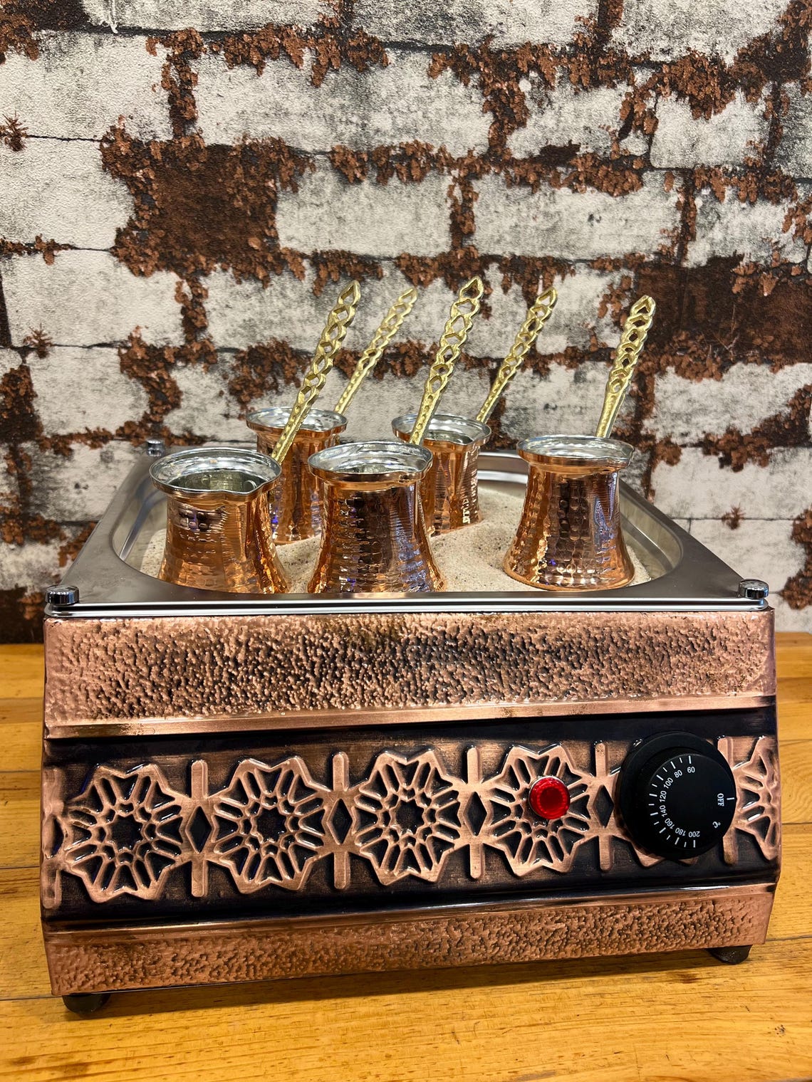 Traditional Copper Turkish Coffee Sand Maker With 5 Copper Pots - Etsy