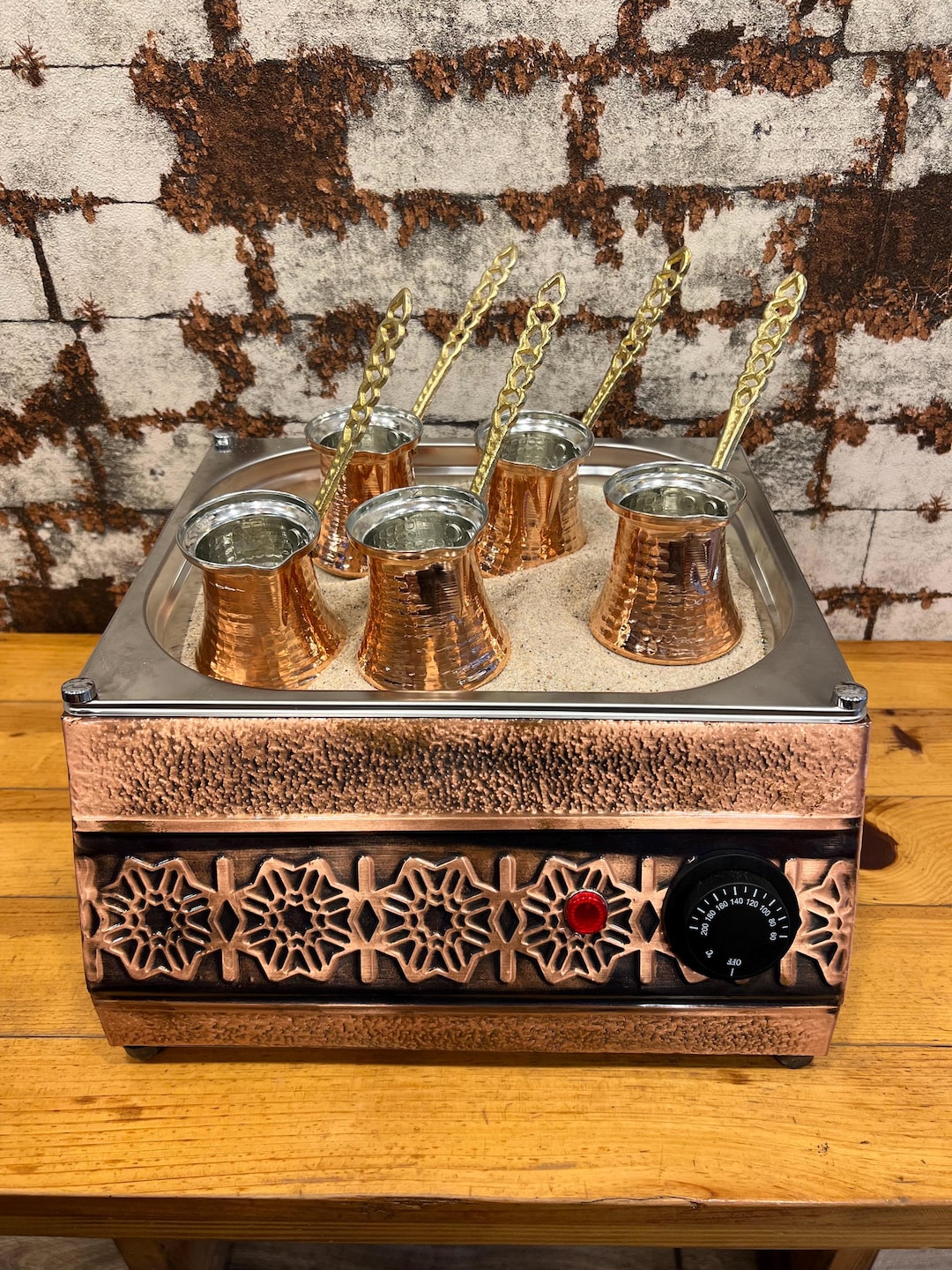 Traditional Copper Turkish Heating Sand Coffee Maker Machine Rec Shape ...