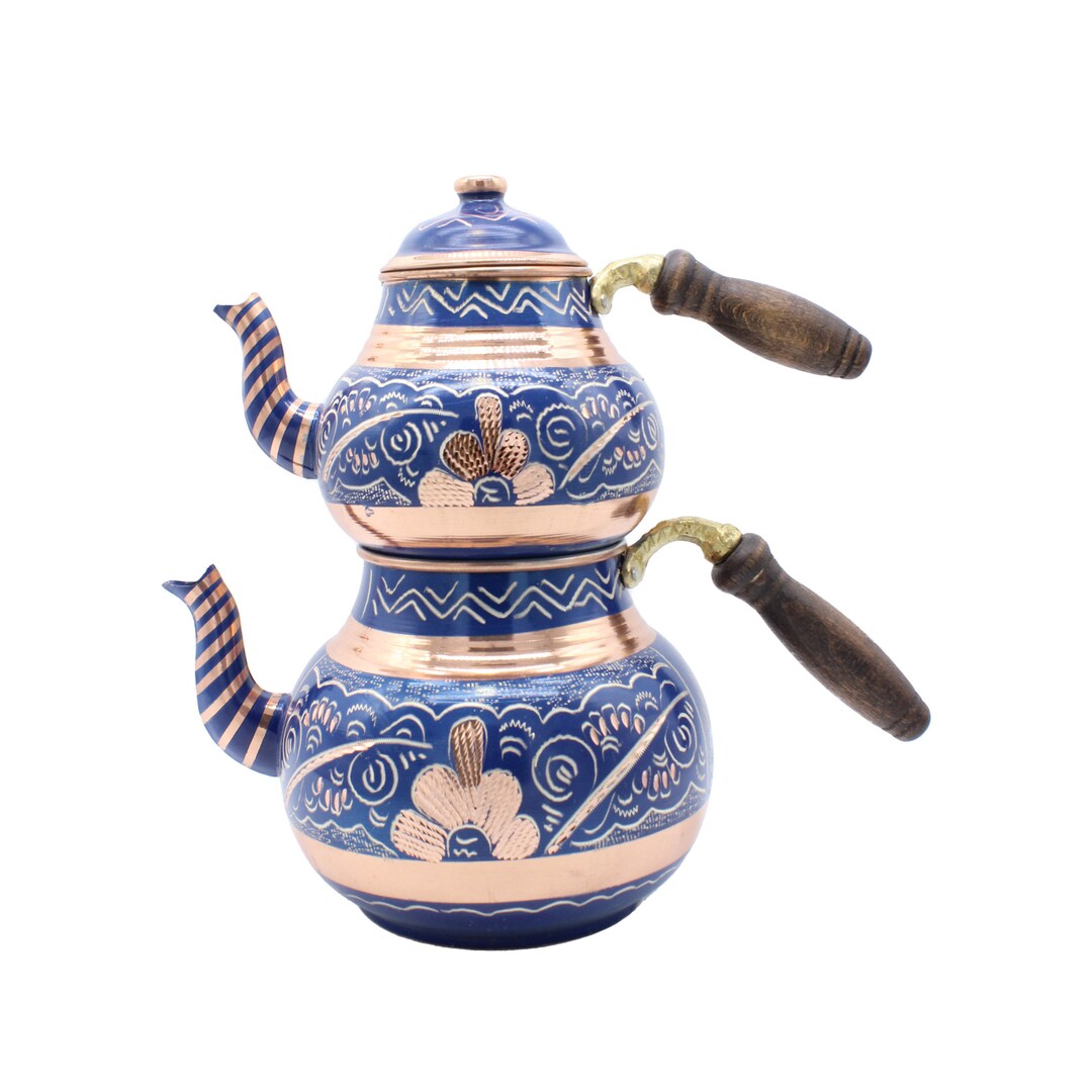 Traditional Turkish Handmade Copper Teapot, Teapot Warmer Samovar, Tea ...