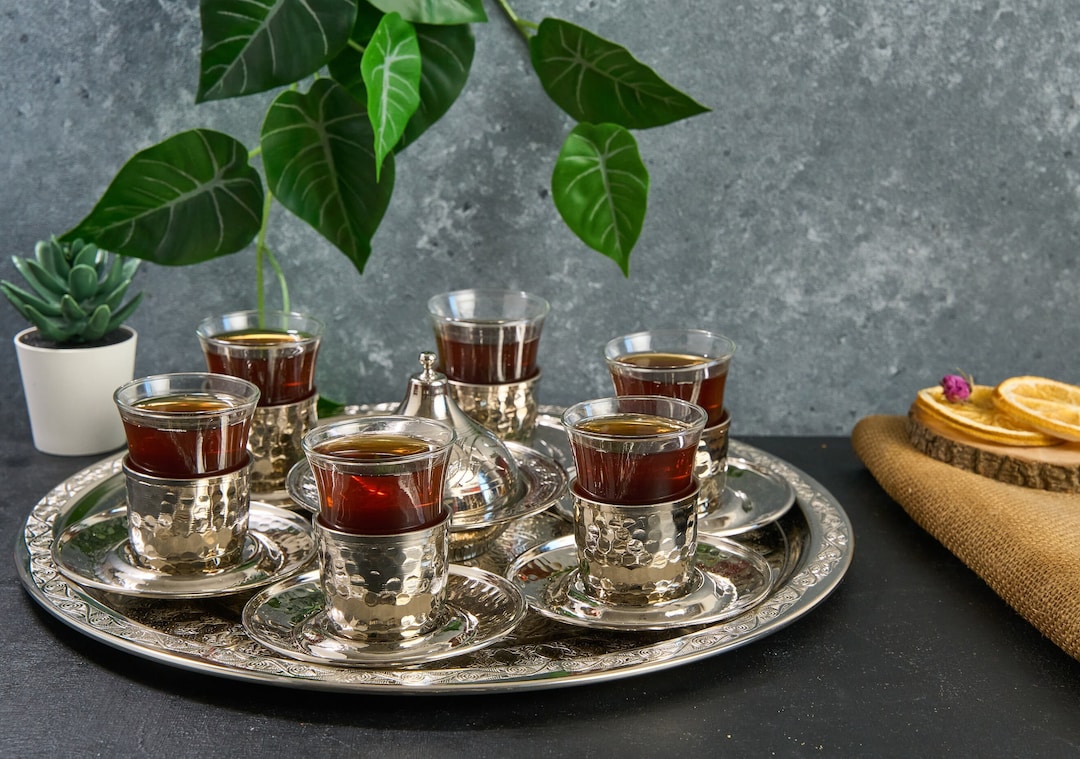 Turkish Tea Set, Copper Tea Cups, Copper Tea Set, Tea Glasses, Home ...