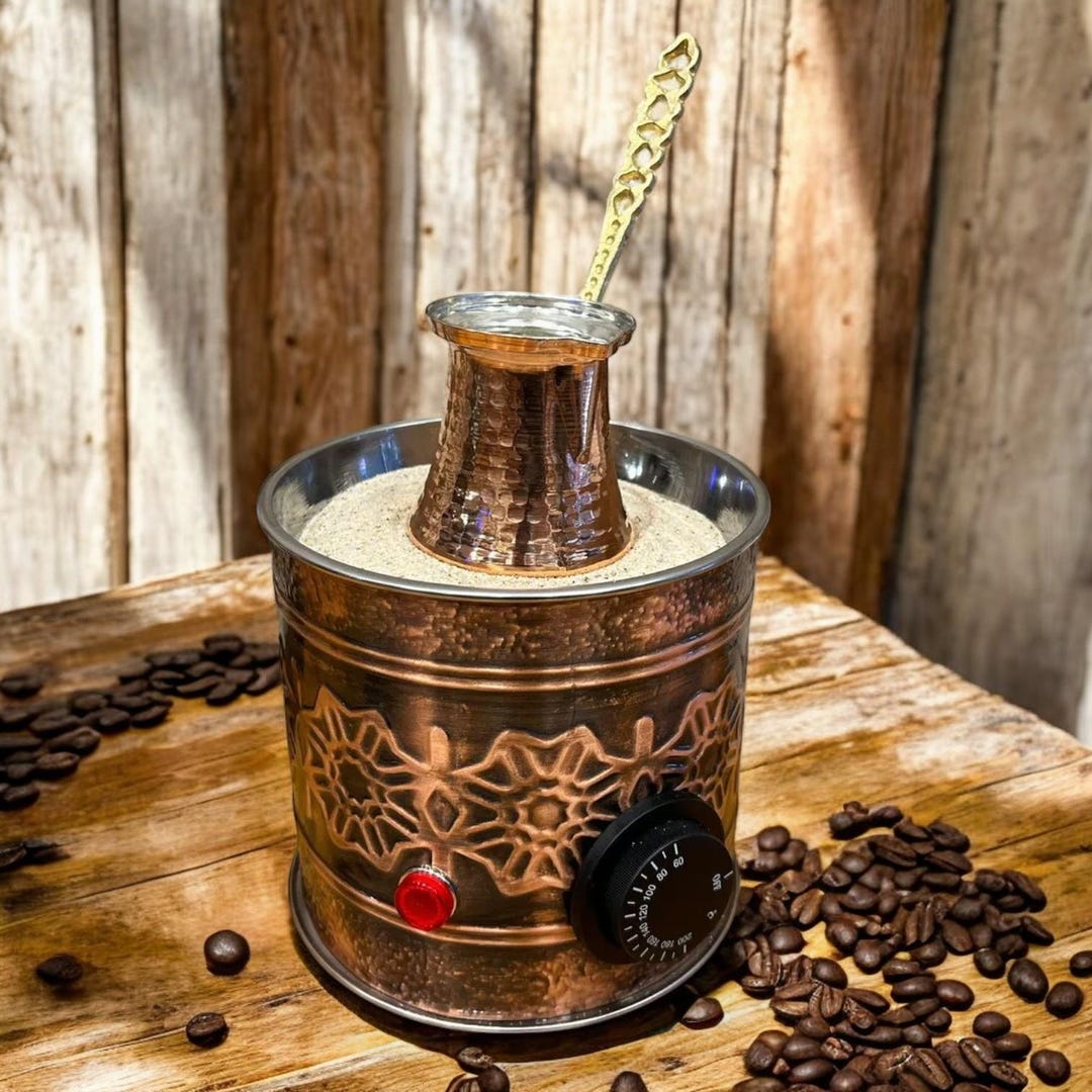 Copper Sand Turkish Coffee Maker Machine Round Shape for 110 and 220 ...