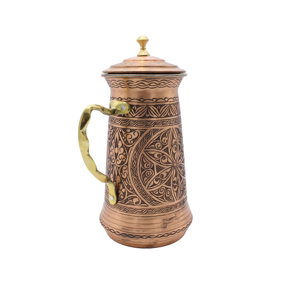 Copper Pitcher, Handmade Copper Carafe, Pure Hammered Copper Pitcher ...