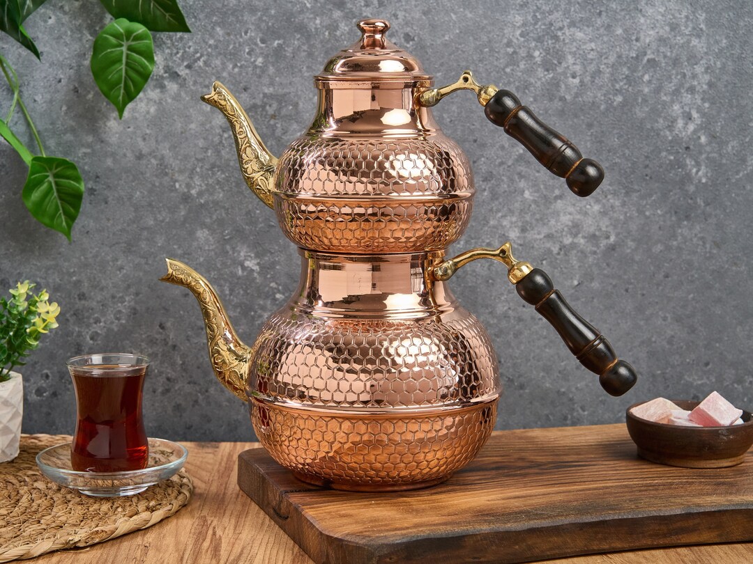 Handmade Solid Uncoated Copper Tea Pot Kettle Stovetop Teapotthick ...