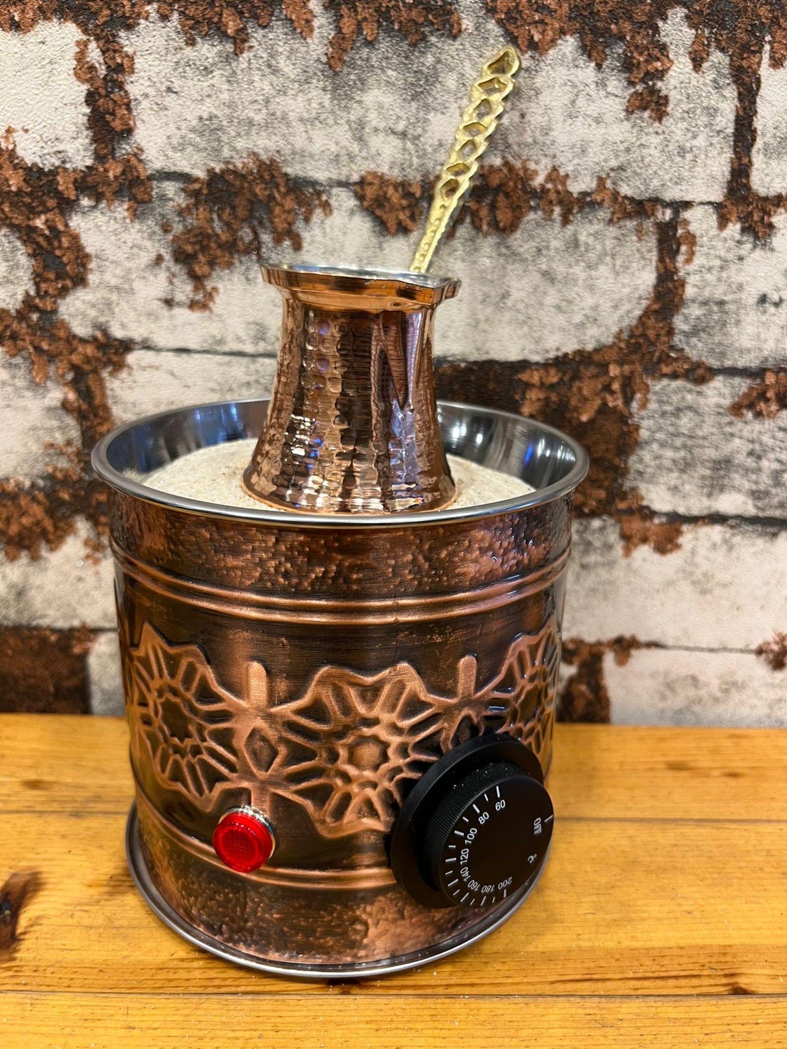 Copper Sand Turkish Coffee Maker Machine Round Shape for 110 and 220 ...