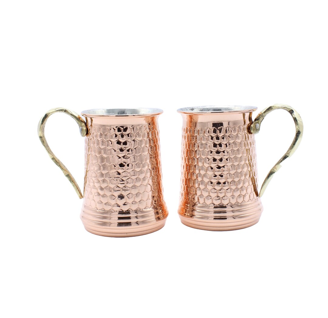 Copper Mug Handcrafted, Handmade Copper Mug Set, Copper Drinkware Glass ...