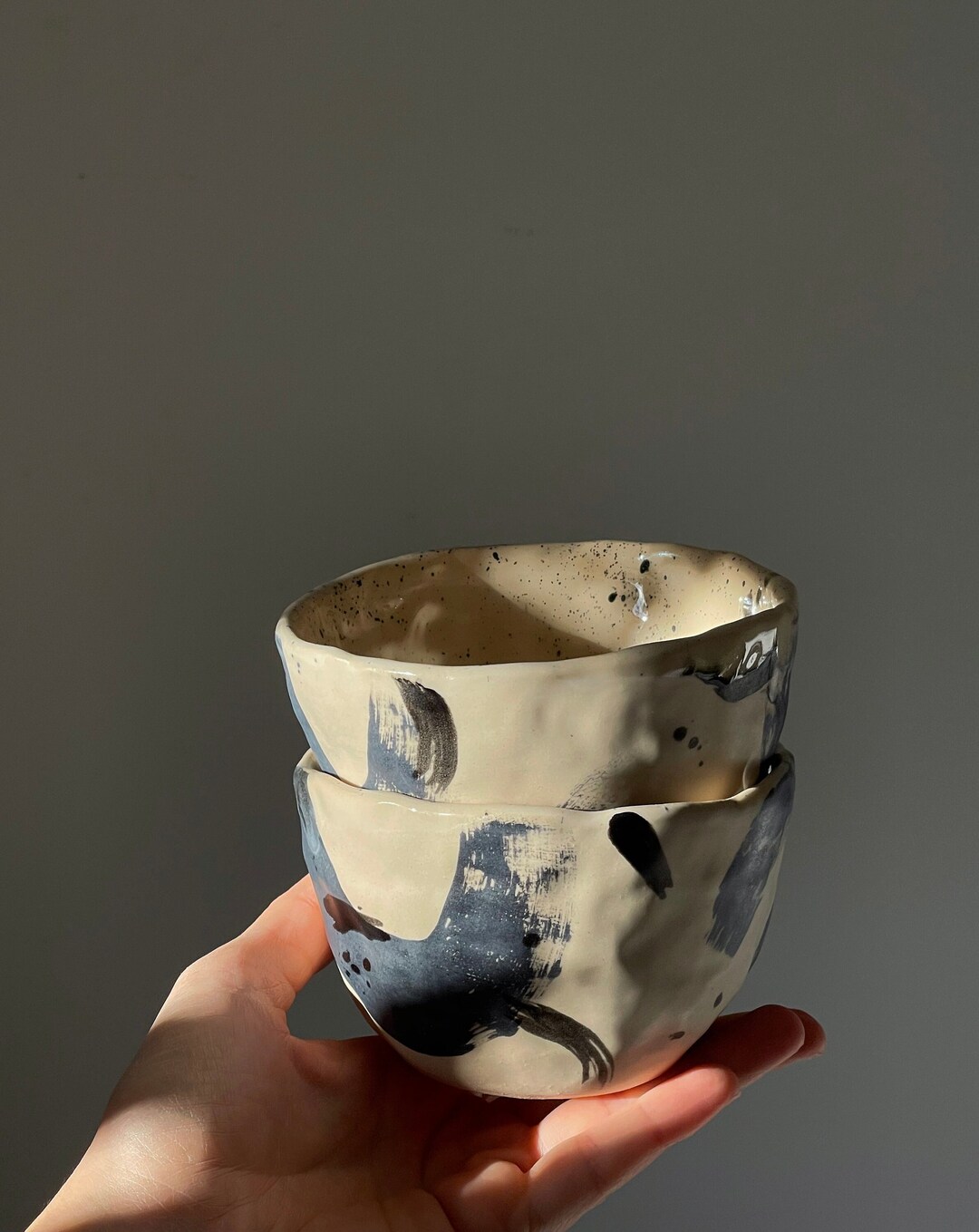 300 Ml. Two Ceramic Cups Without Handle Beige Clay With Matte - Etsy