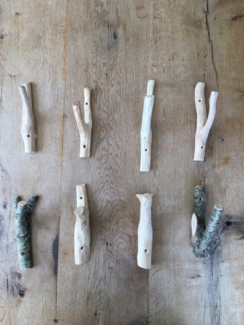 Hand Carved Wooden Coat Hooks - Etsy