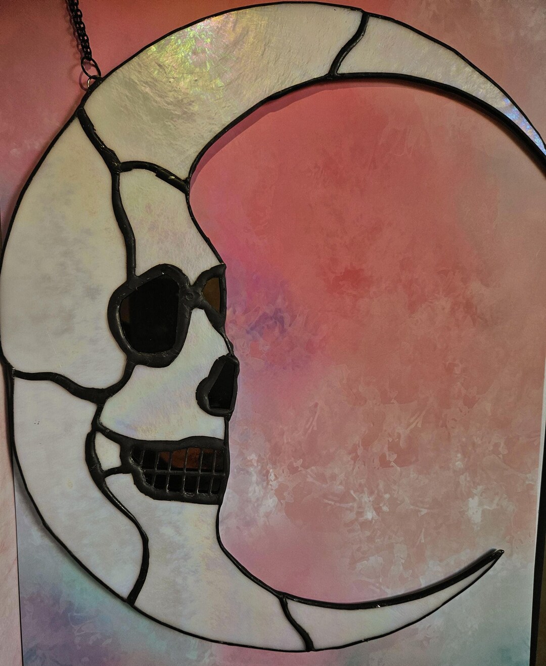 White Iridescent Skeleton Moon - Etsy