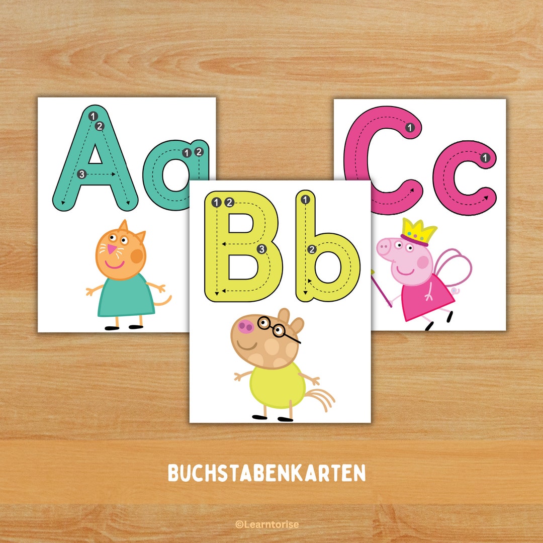 Peppa Pig Letter Cards Learning Cards Alphabet Tracing - Etsy