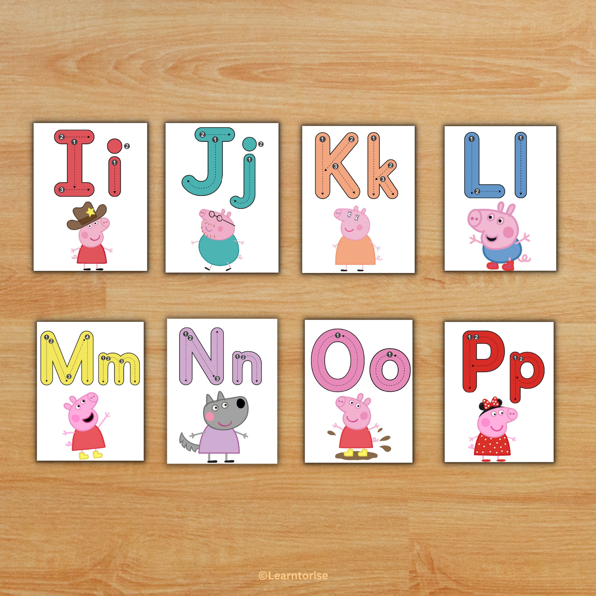 Peppa Pig Letter Cards Learning Cards Alphabet Tracing - Etsy