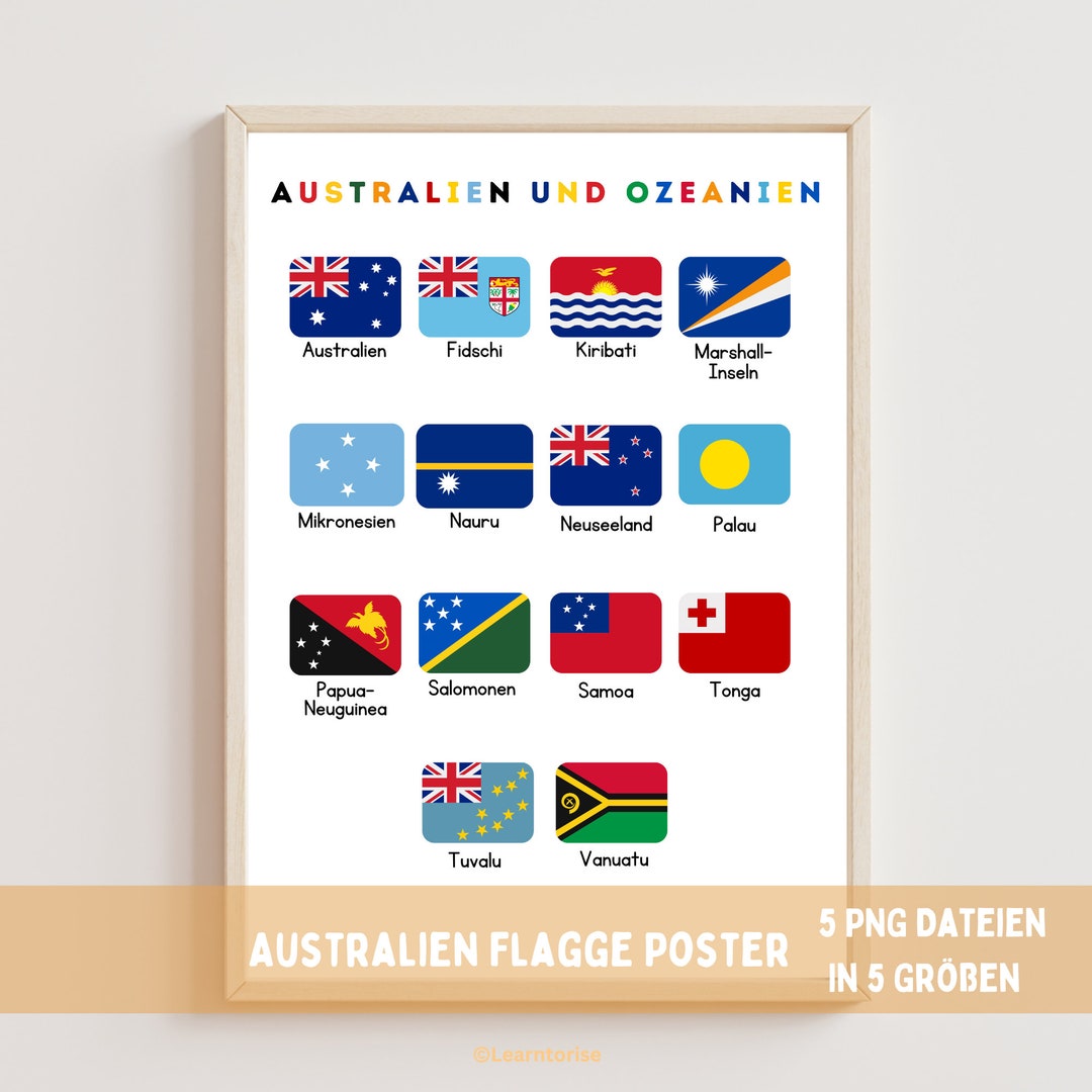 Australia and Oceania Flag Poster,classroom Wall Art,instant Download ...
