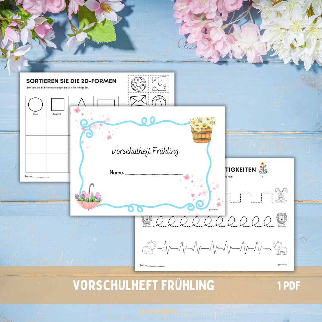 Spring Preschool Workbook, Printable PDF Workbook, Early Childhood ...