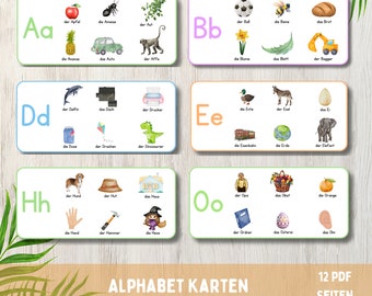 ABC Alphabet Cards Flashcards German Letters for Children preschool - Etsy