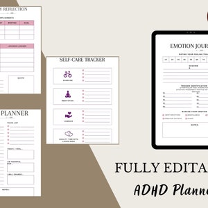 Undated Adhd Planner Monthly Digital Calendar, Customizable Editable ...