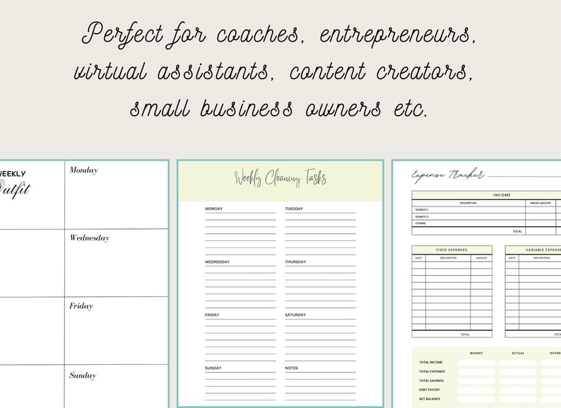 Digital Weekly Planner 2024, Weekly Budget Planner Undated, Editable ...