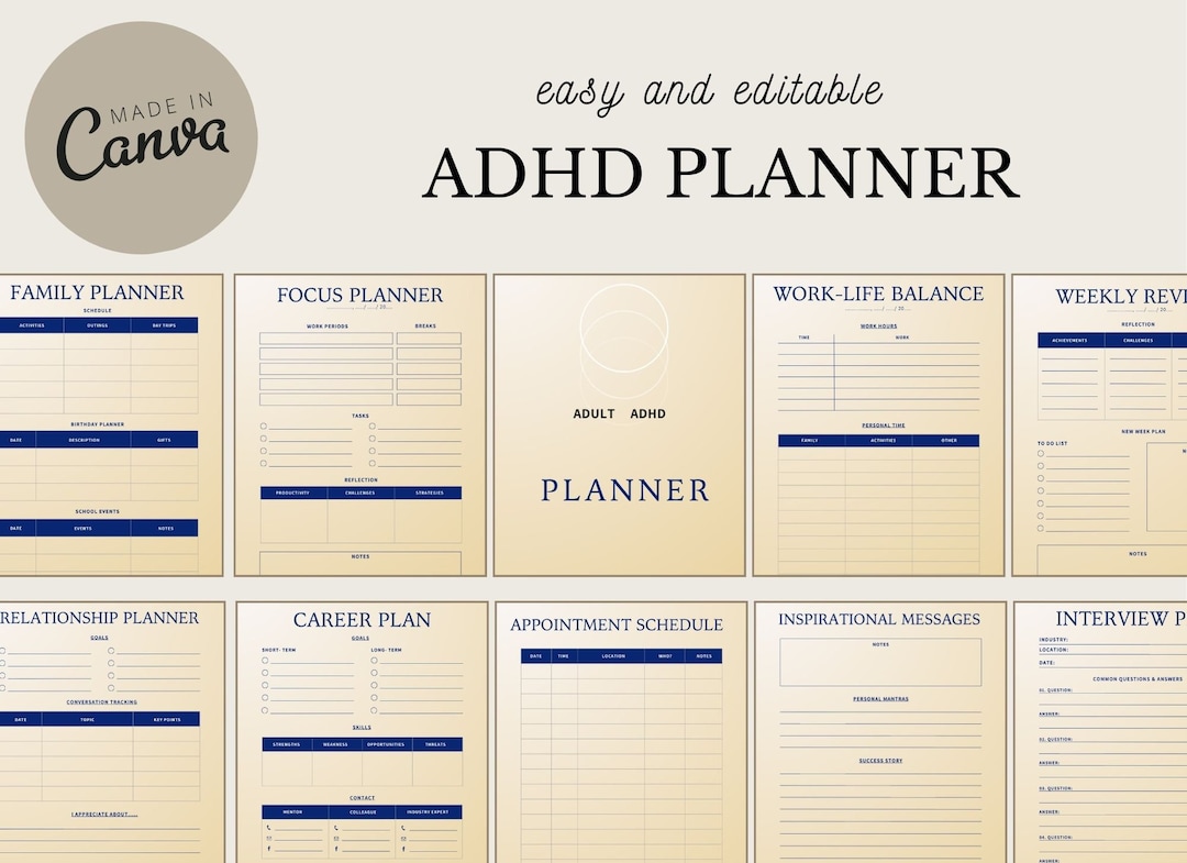 Adhd Digital Planner, Weekly Printable Calendar, Digital Journal ...