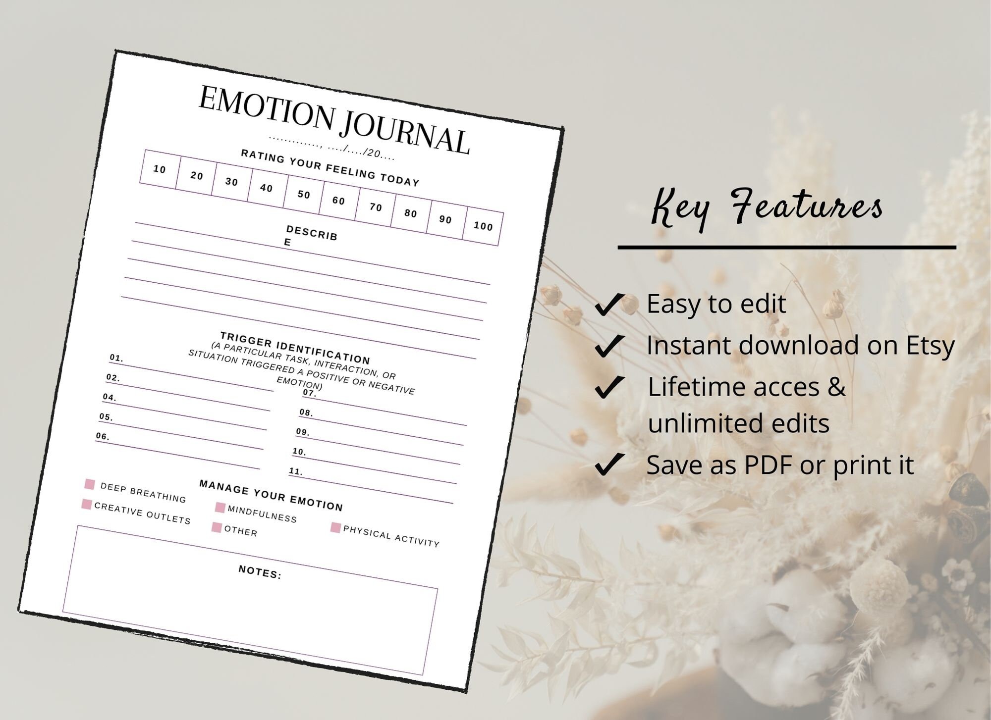 Undated Adhd Planner Monthly Digital Calendar, Customizable Editable ...