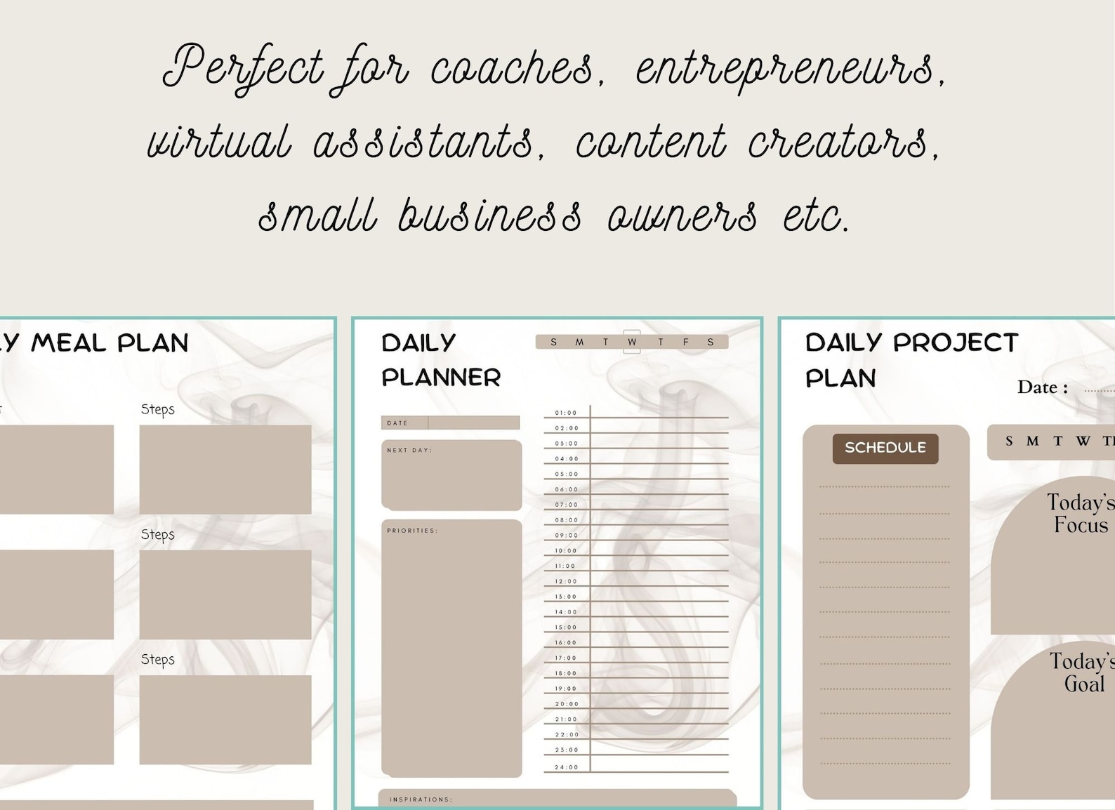 Daily Routine Planner, 24 Hour Schedule, 60 Minute Intervals, Time ...