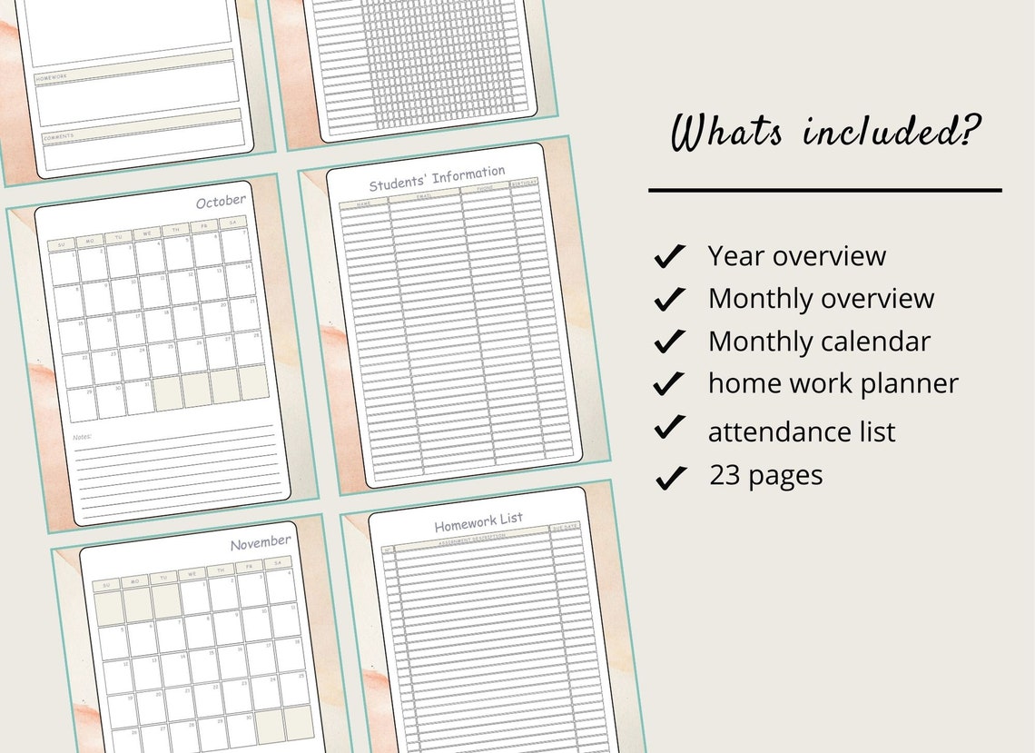 Digital Teacher Planner Printable, for 2023 / 2024 Academic Year ...