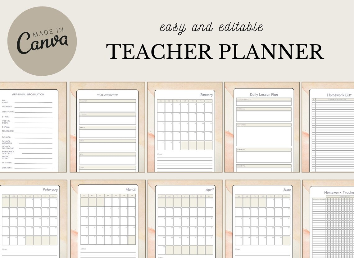 Digital Teacher Planner Printable, for 2024 / 2025 Academic Year ...
