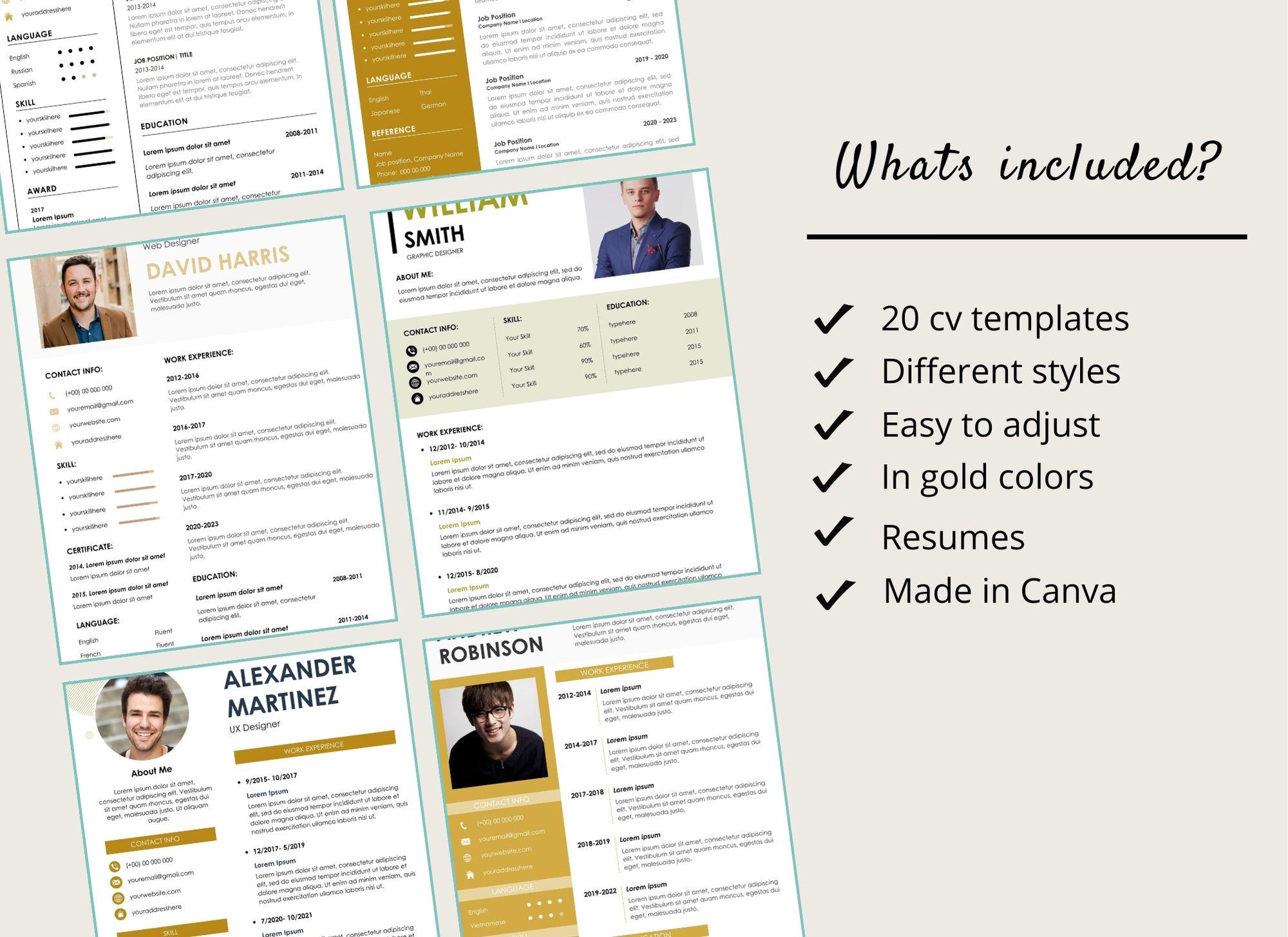CV Templates in Canva, Resume Templates, Canva Resume, Digital Cv or ...