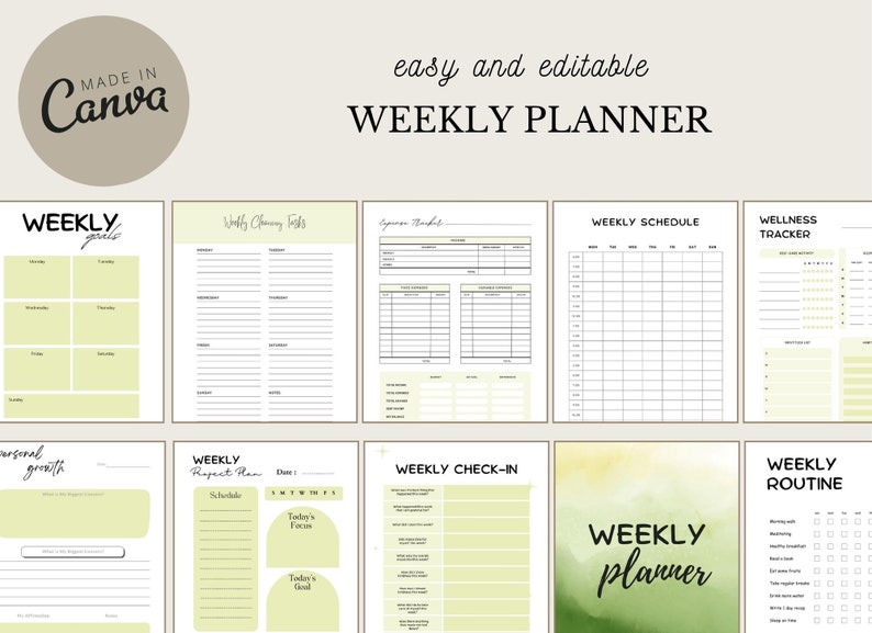 Digital Weekly Planner 2024, Weekly Budget Planner Undated, Week at a ...