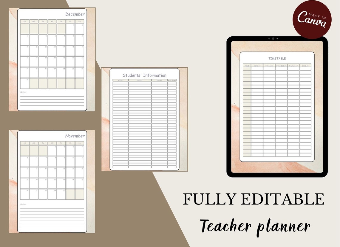 Digital Teacher Planner Printable, for 2023 / 2024 Academic Year ...