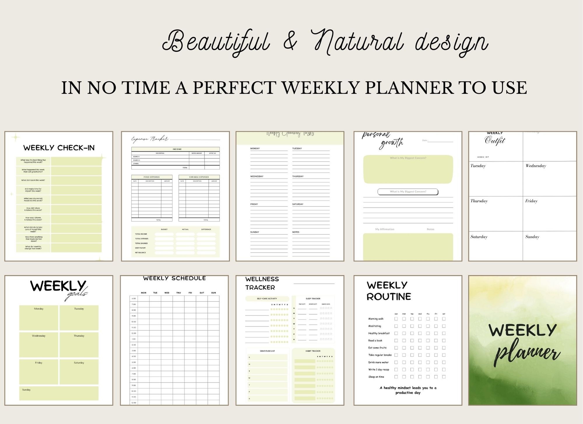 Digital Weekly Planner 2024, Weekly Budget Planner Undated, Editable ...