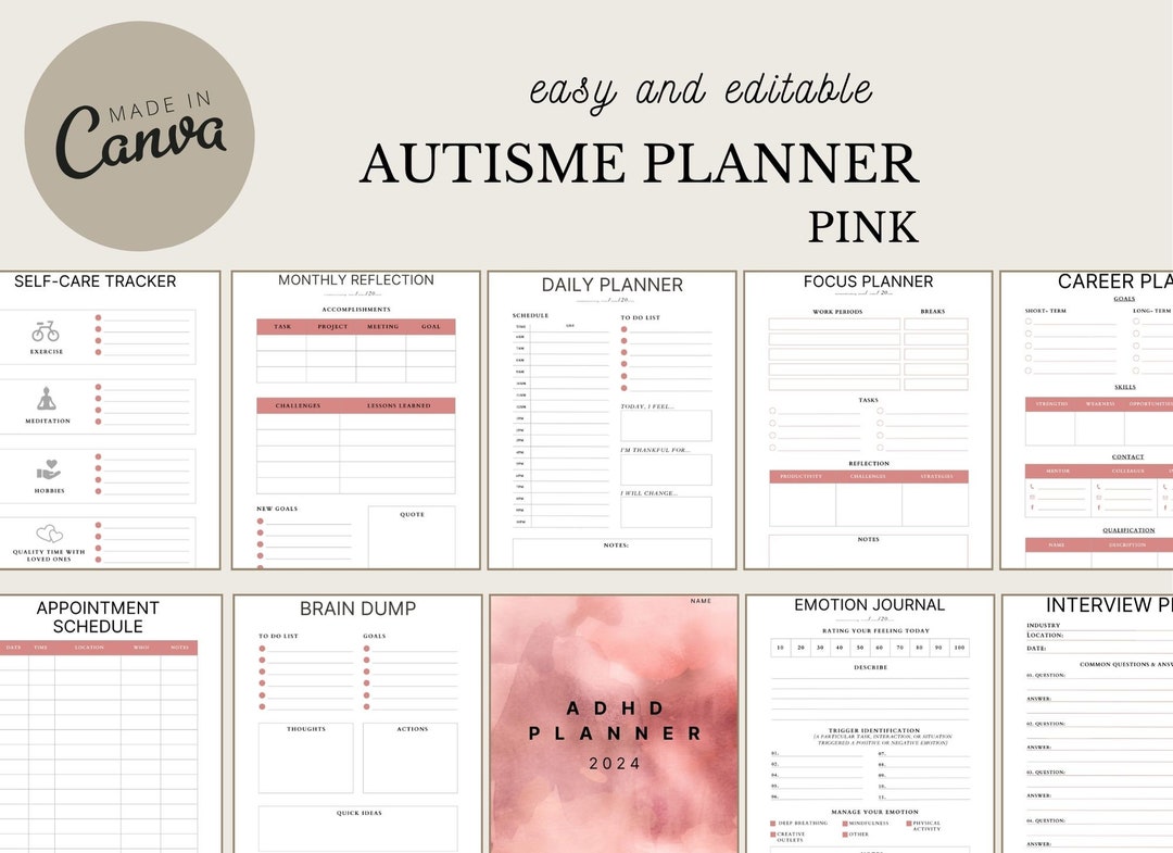 Autism Planner and Workbook, Digital Planner for Self Improvement for ...