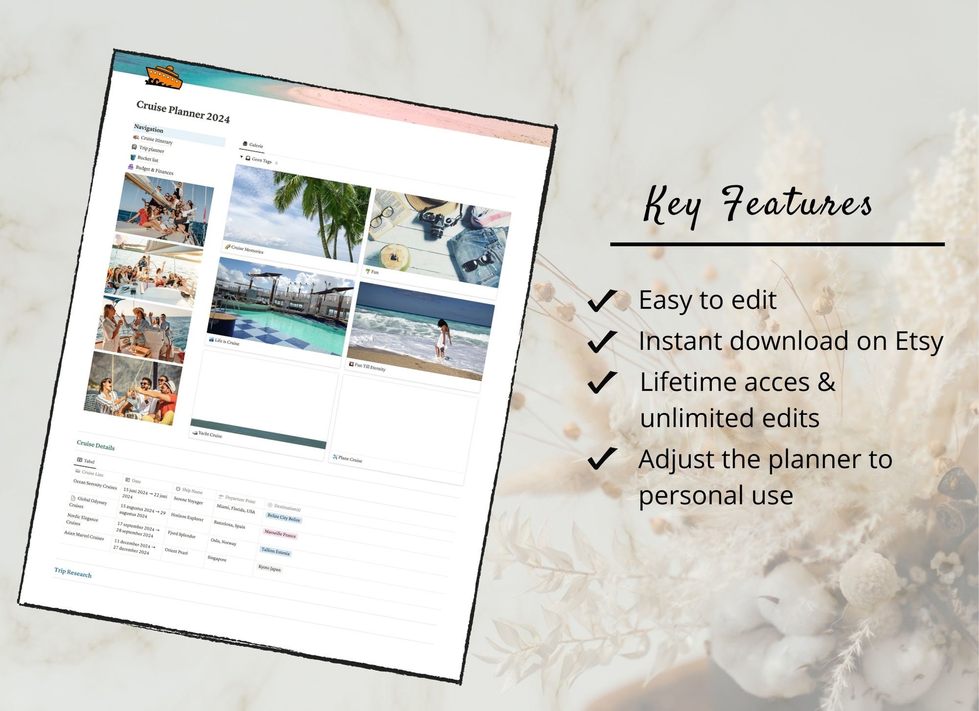 Cruise Planner Notion Template, Destination Planner, Travel Itinerary, Packing List, Holiday ...